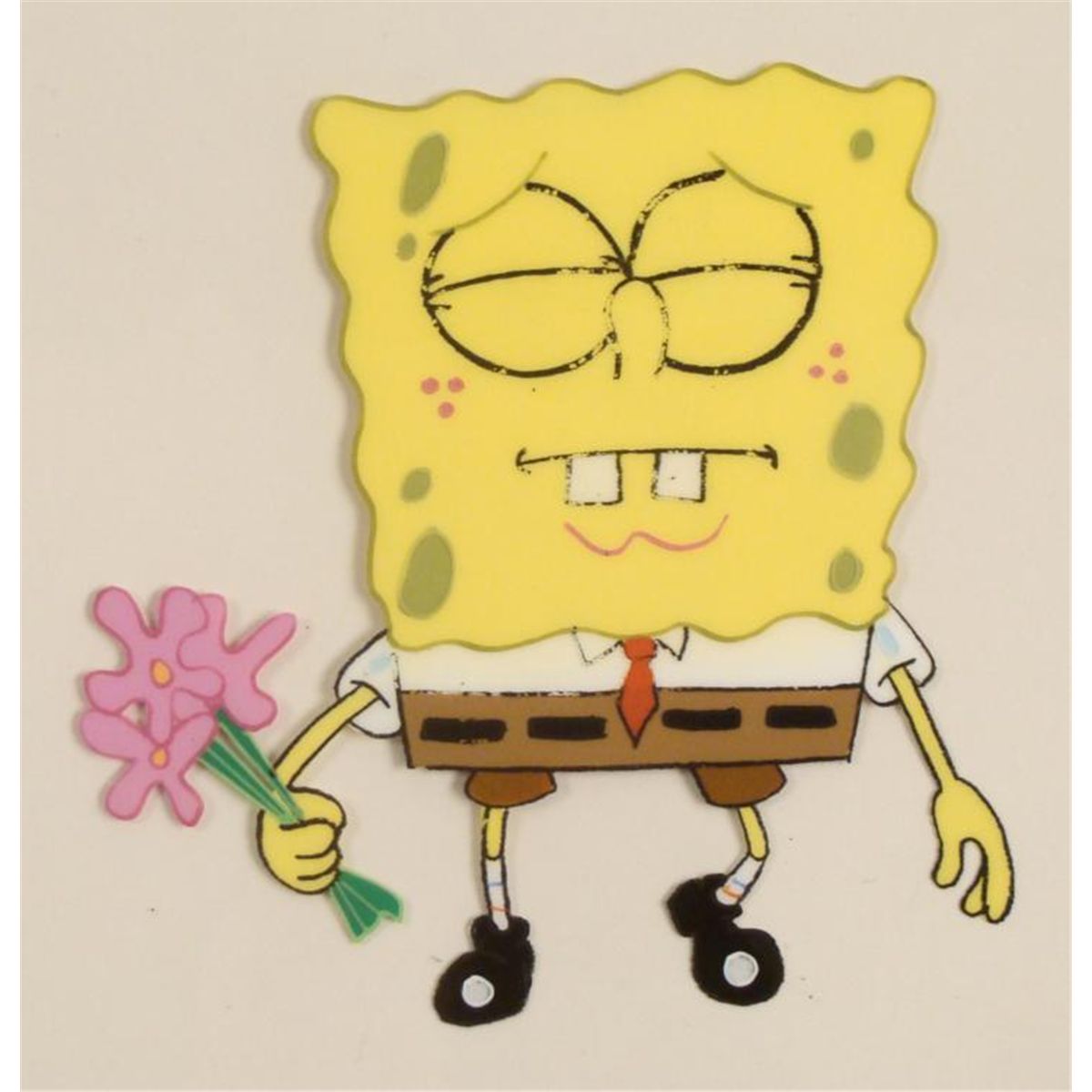 Pink Flowers Original SpongeBob Cel Art Animation Sandy