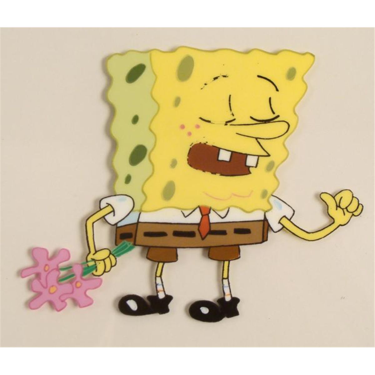 Pointing At Himself Original SpongeBob Art Cel Flowers