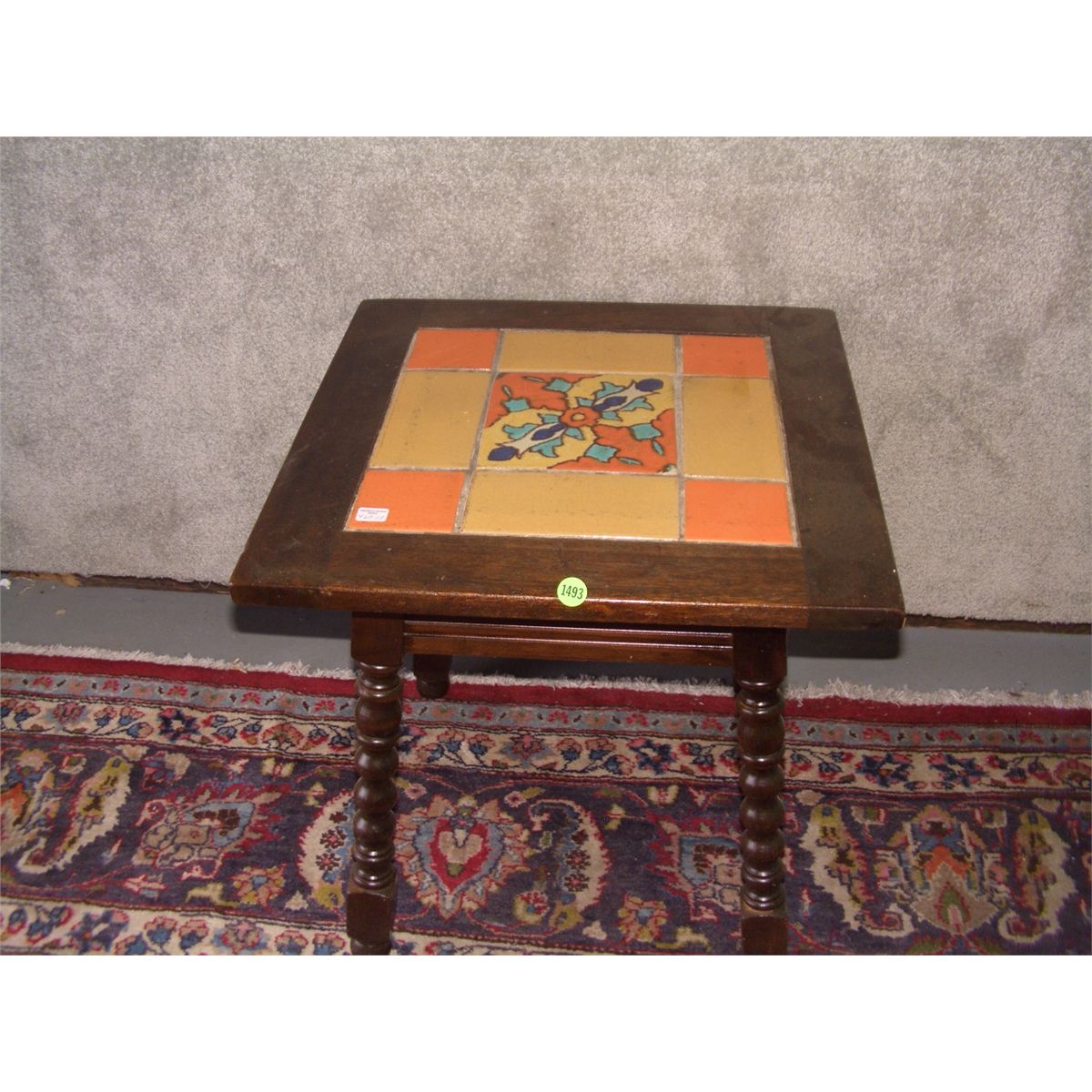 original oak arts and crafts tile top table SSR