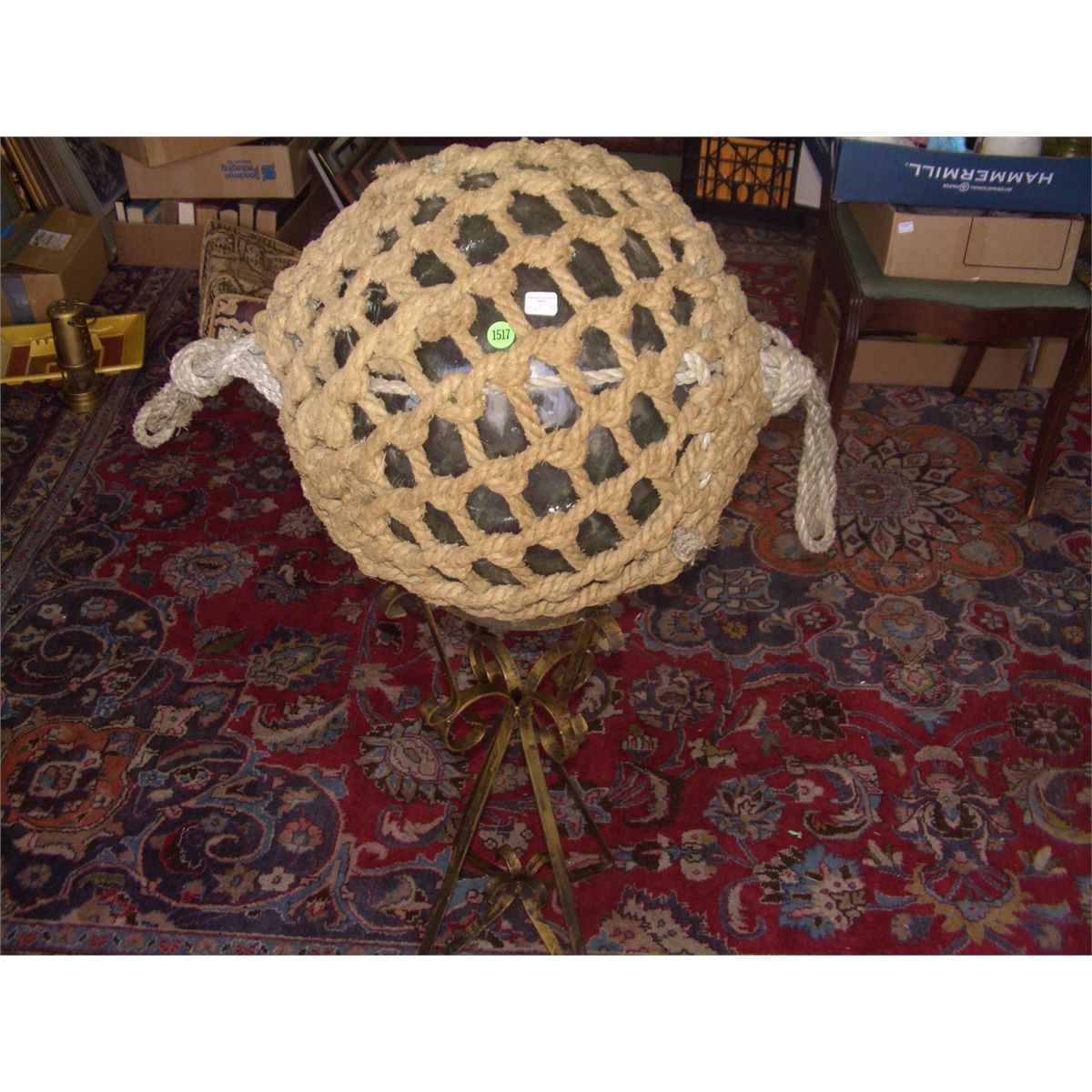 vintage glass fish float on stand SSR