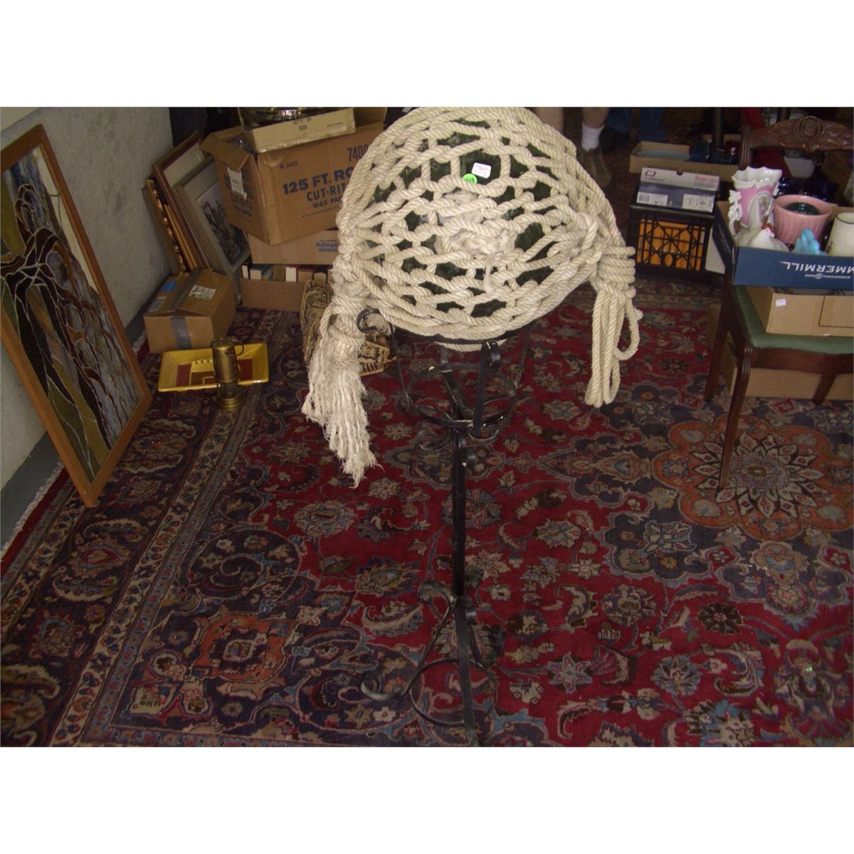 vintage glass fish float on stand SSR