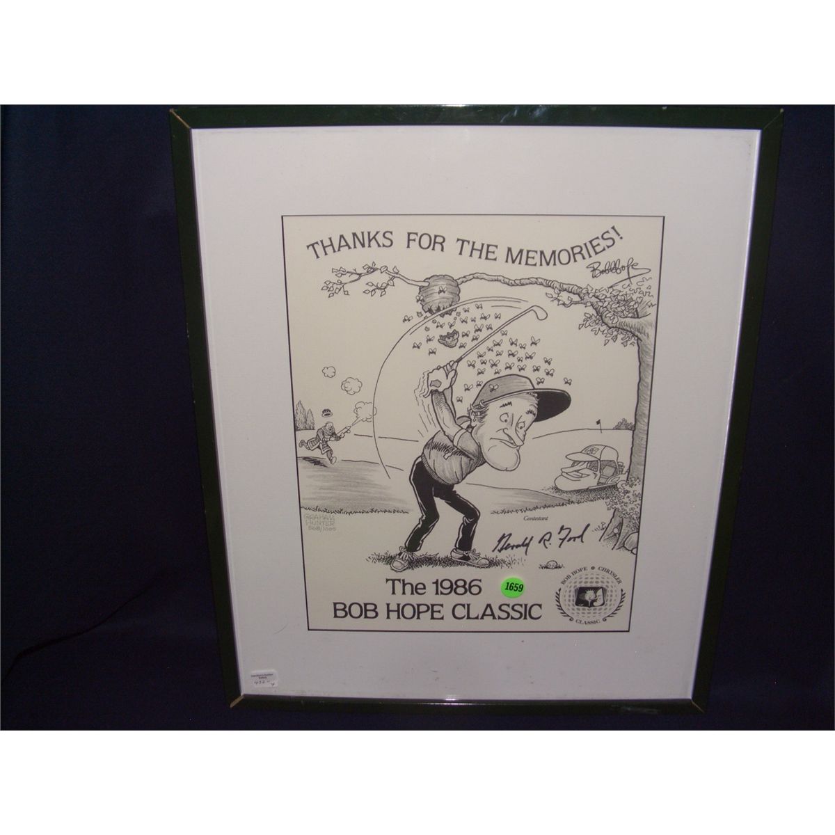 signed cartoon print of Bob Hope classic, signed by Gerald R. Ford