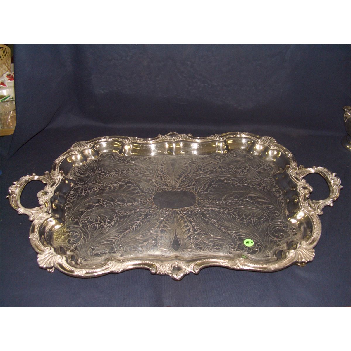 large fancy silver plated serving platter