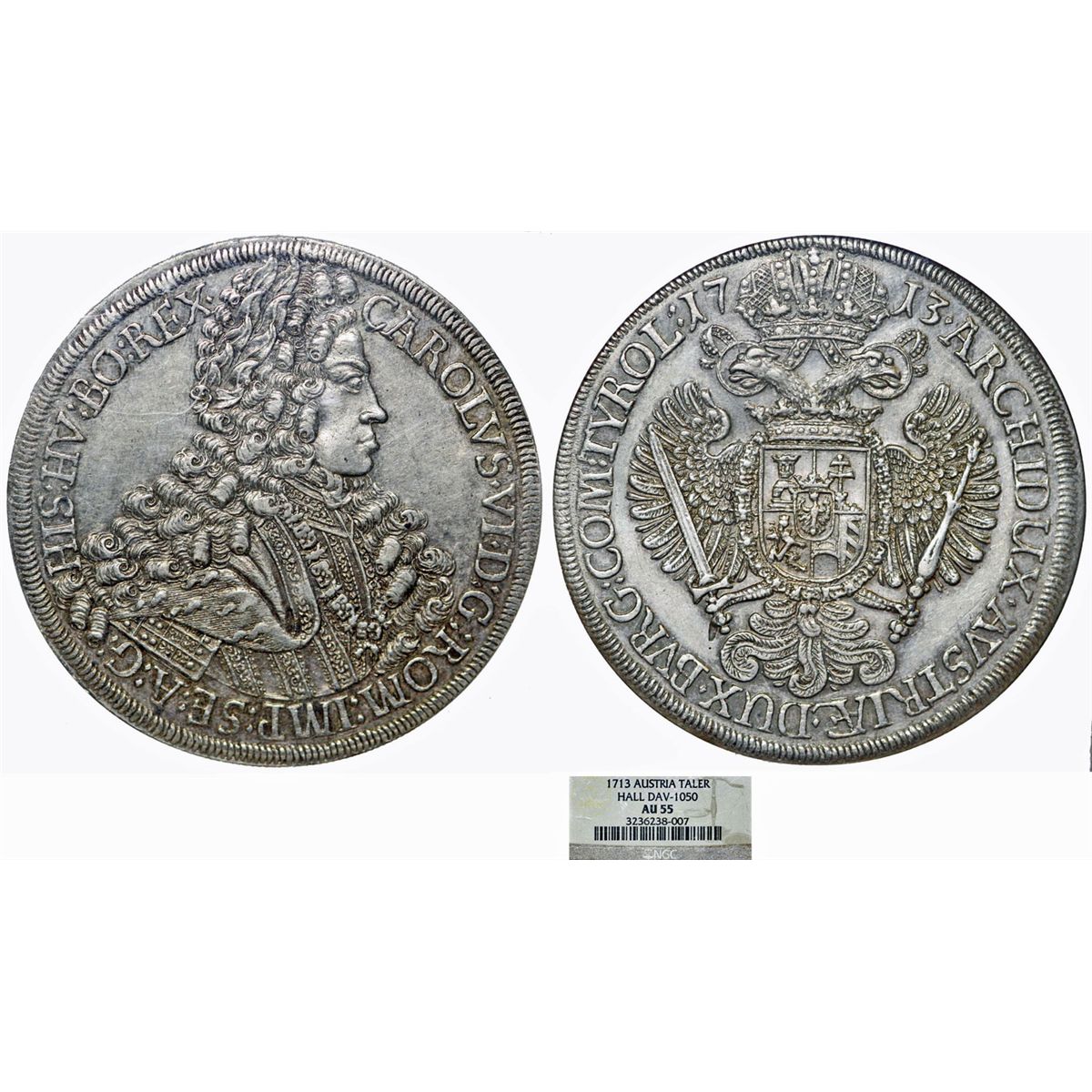 H.R.E. Austria. Tyrol. Emperor Karl VI (1711-1740). AR Thaler 1713. NGC ...