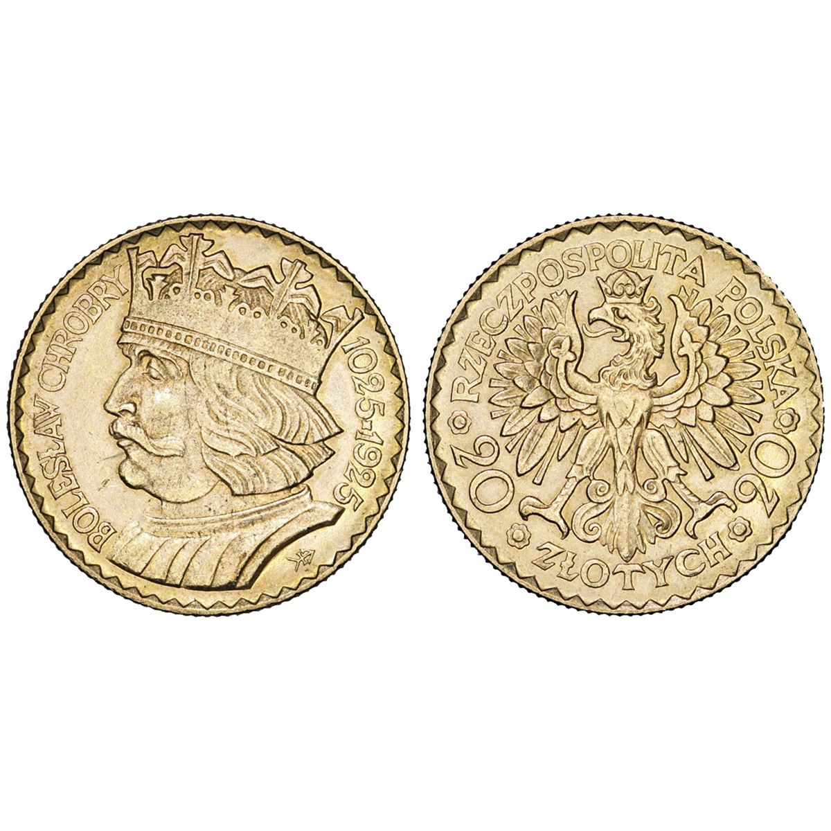 Poland. II Republic (1918-1939). Gold 20 Zloty 1925. Choice AU/UNC