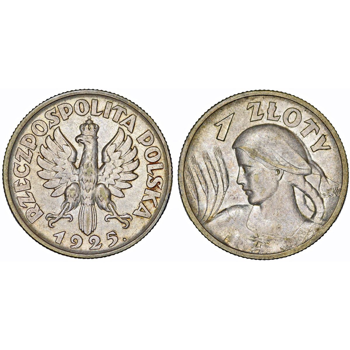 Poland. II Republic (1918-1939). Silver 1 Zloty 1925 *. Choice AU/UNC