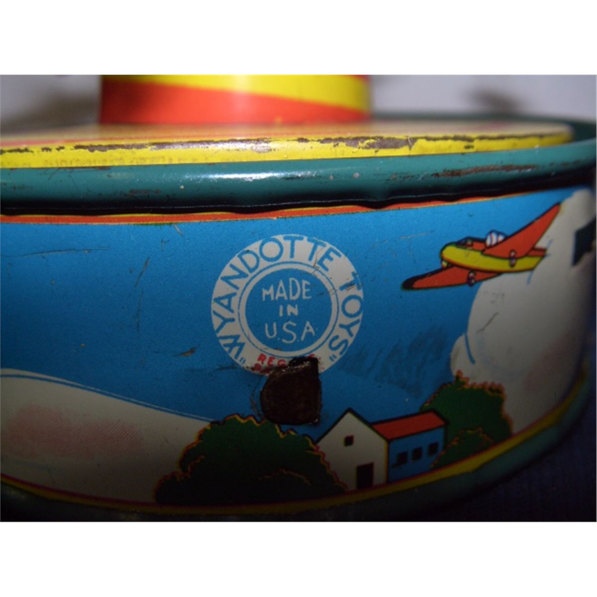 SUPER, Wyandotte tin wind up toy plane carnival ride toy works