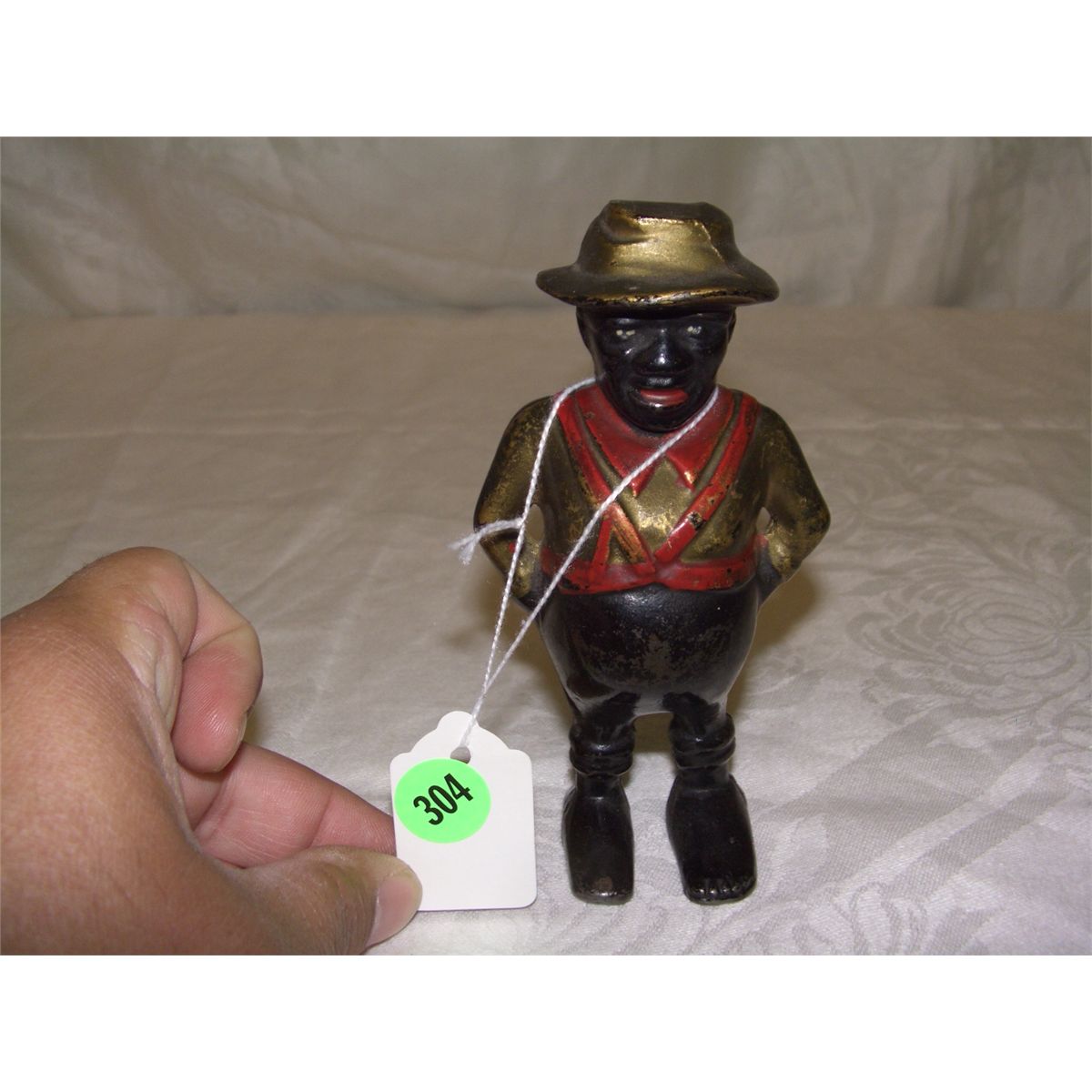 Black Americana cast iron still bank, old man 5 1/2