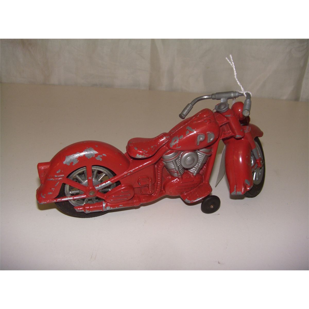 8" Hubley PD motorcycle cast iron red painted toy