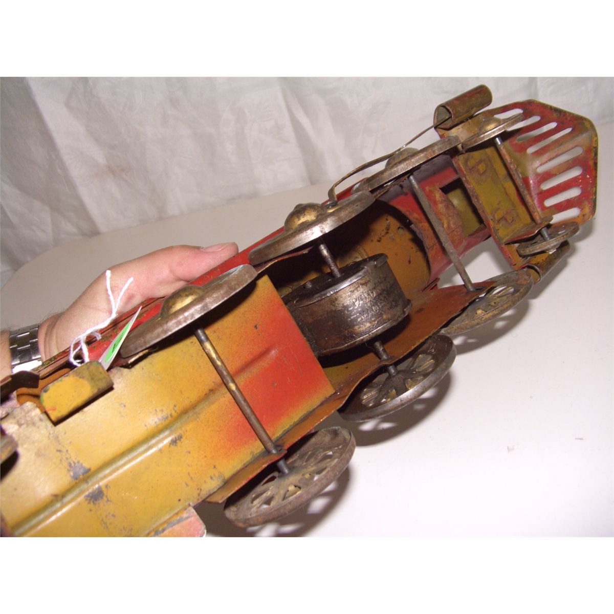 antique wind up tin toy train, as seen 20"