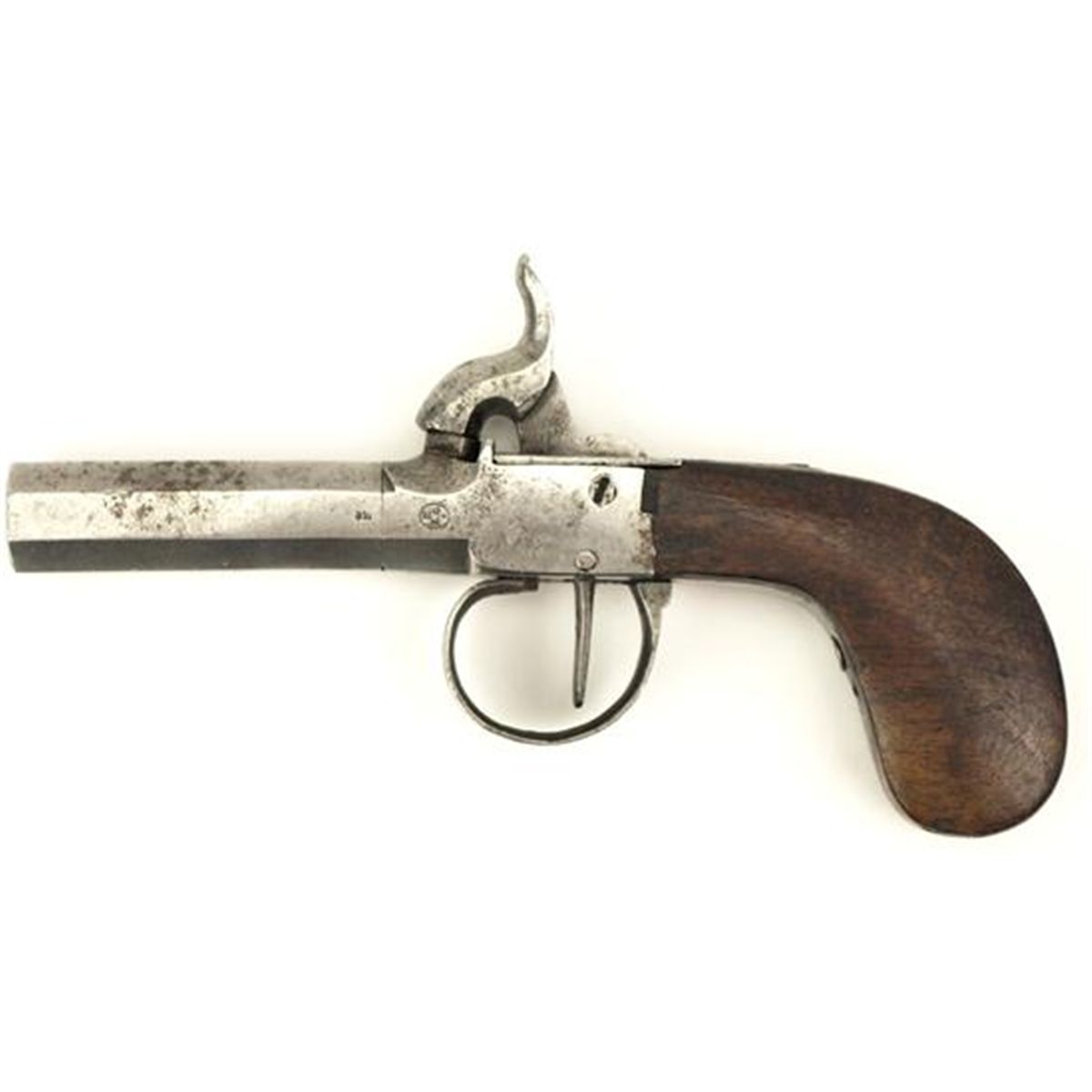 Antique percussion pistol center box lock