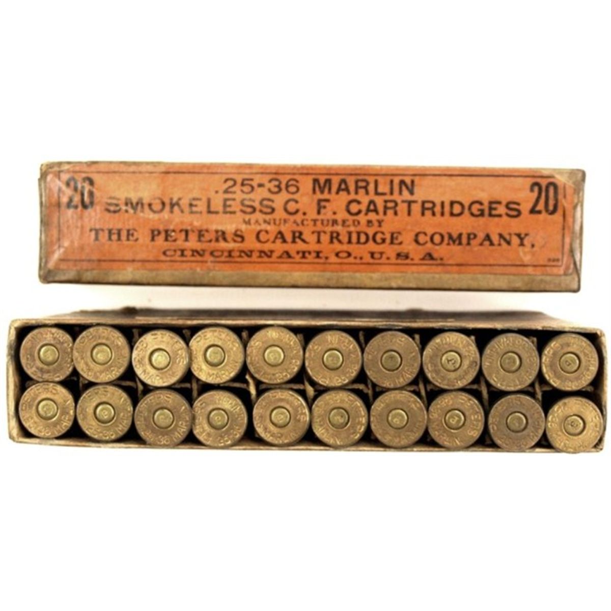 Full box Peters .25-36 Marlin ammo