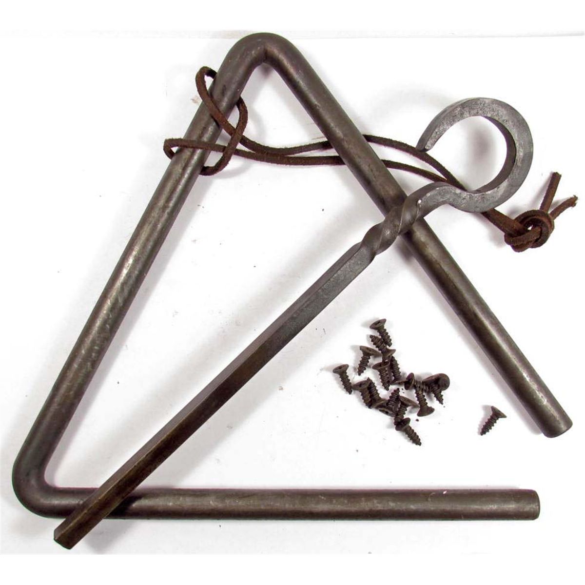 FORGED METAL COWBOY CHUCK WAGON TRIANGLE DINNER BELL