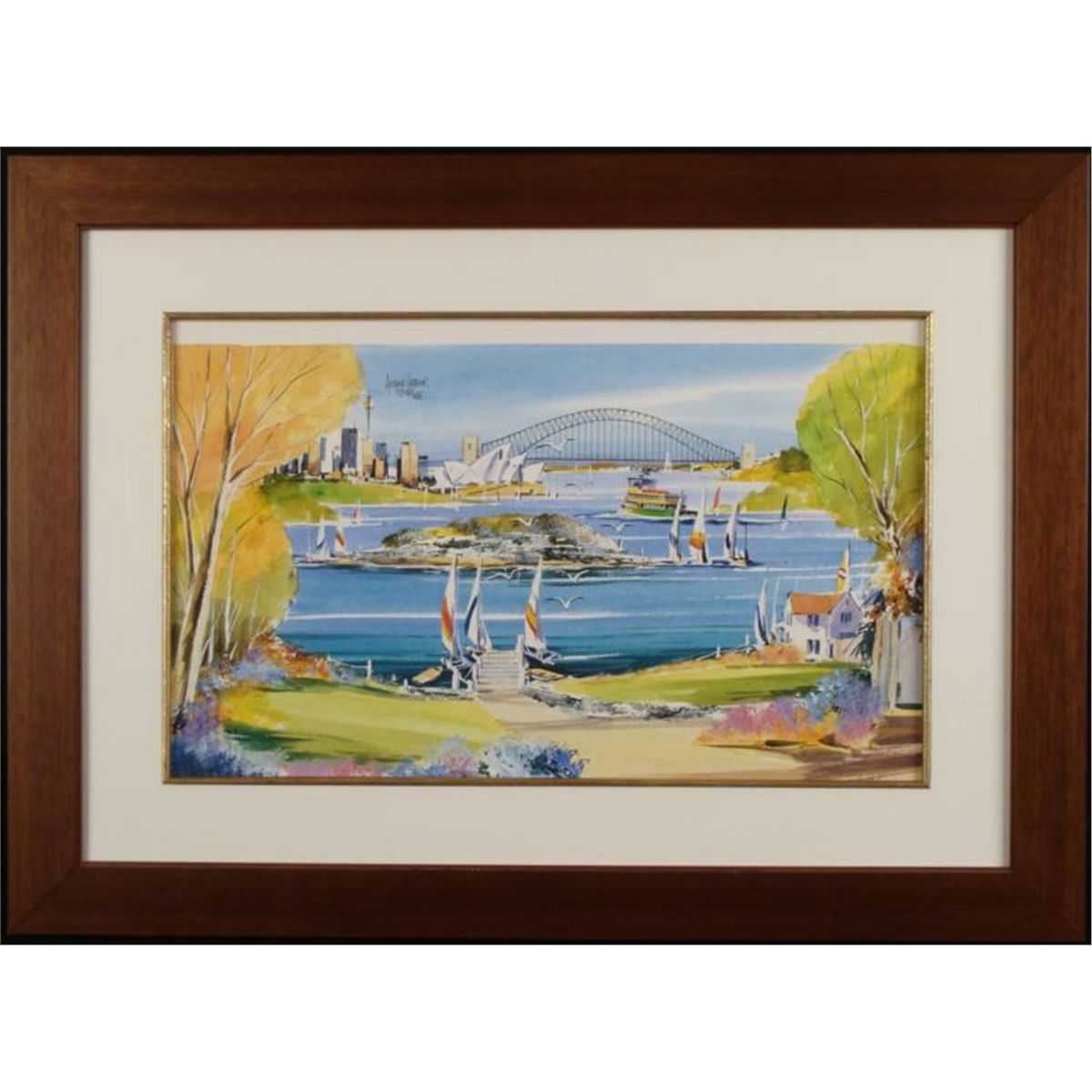Joe Spellman Original Watercolor Painting Sydney Harbor