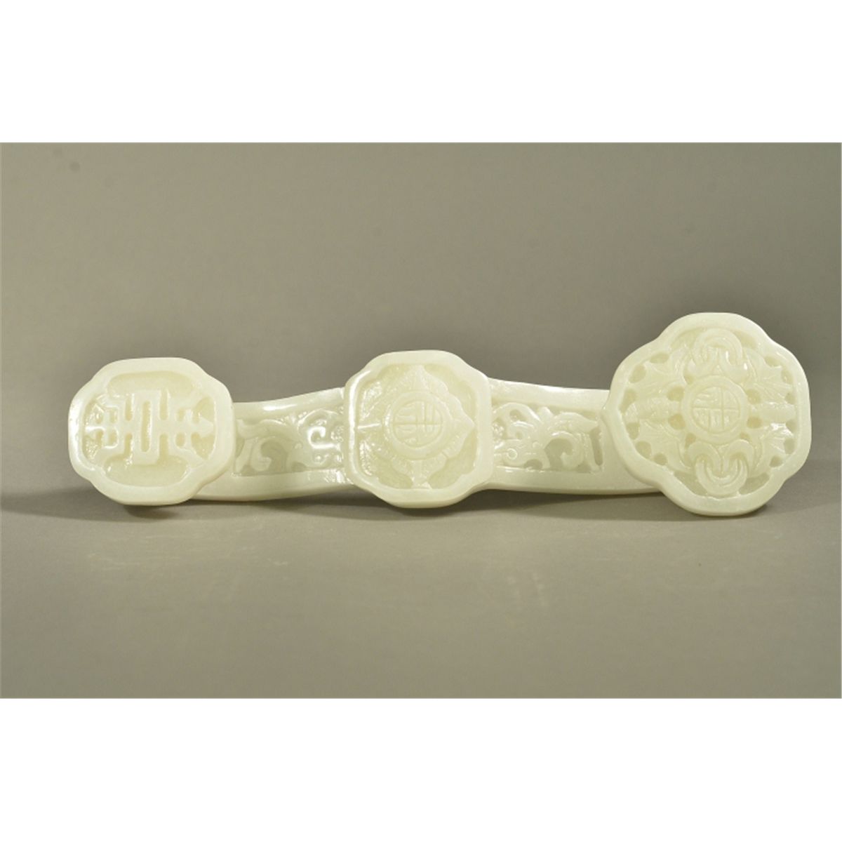 Carved White Jade 'Fu, Lu, Shou' Ruyi Scepter