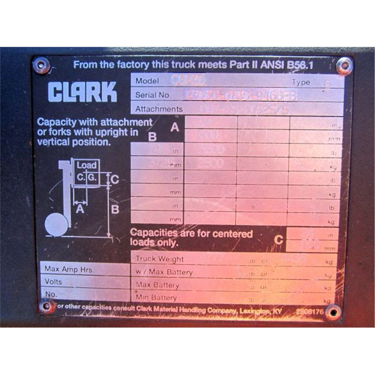 1997 Clark CGP30 Forklift