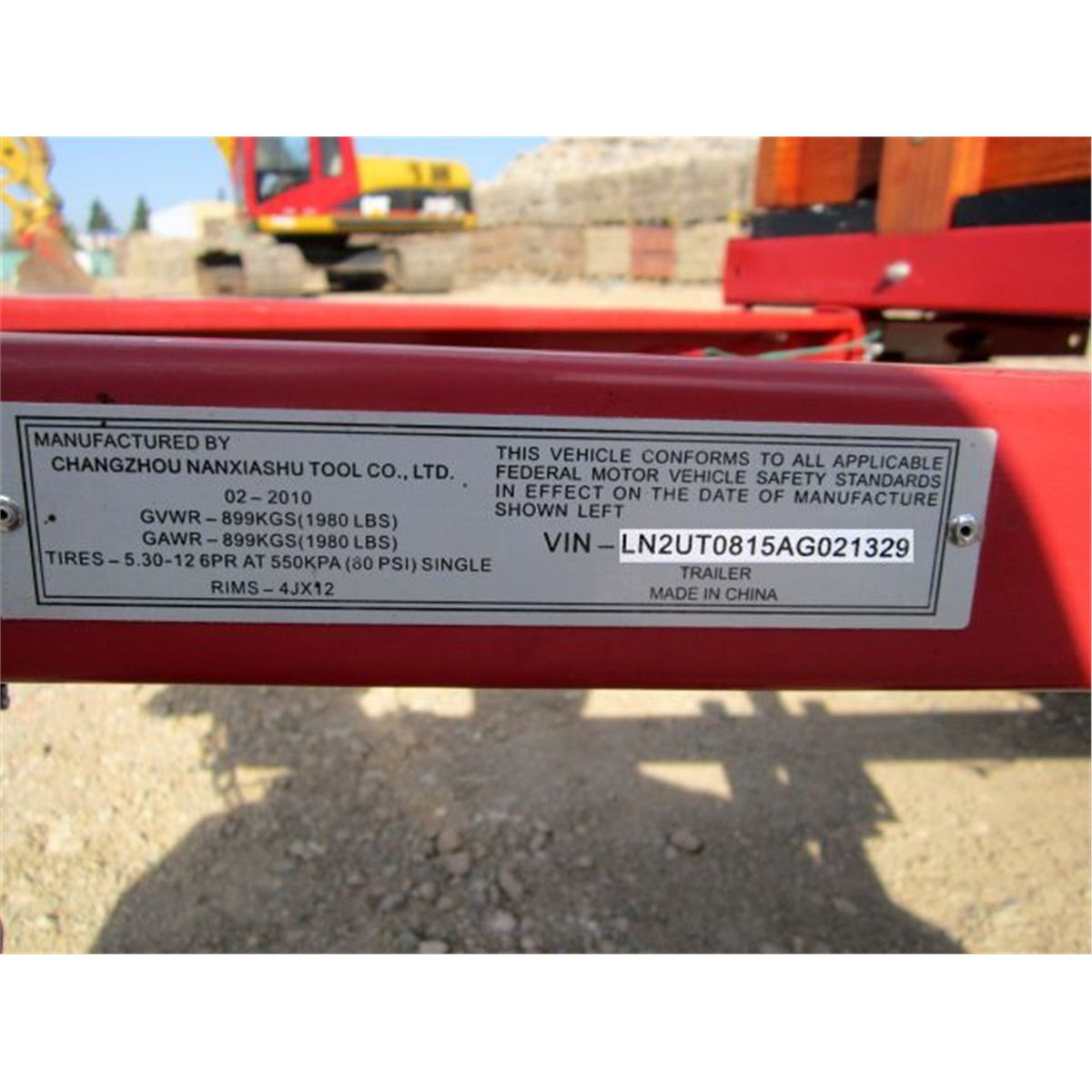 2010 Changzhou Nanxiashu Tool Co. Haul Master S/A 4'x8' Utility Trailer
