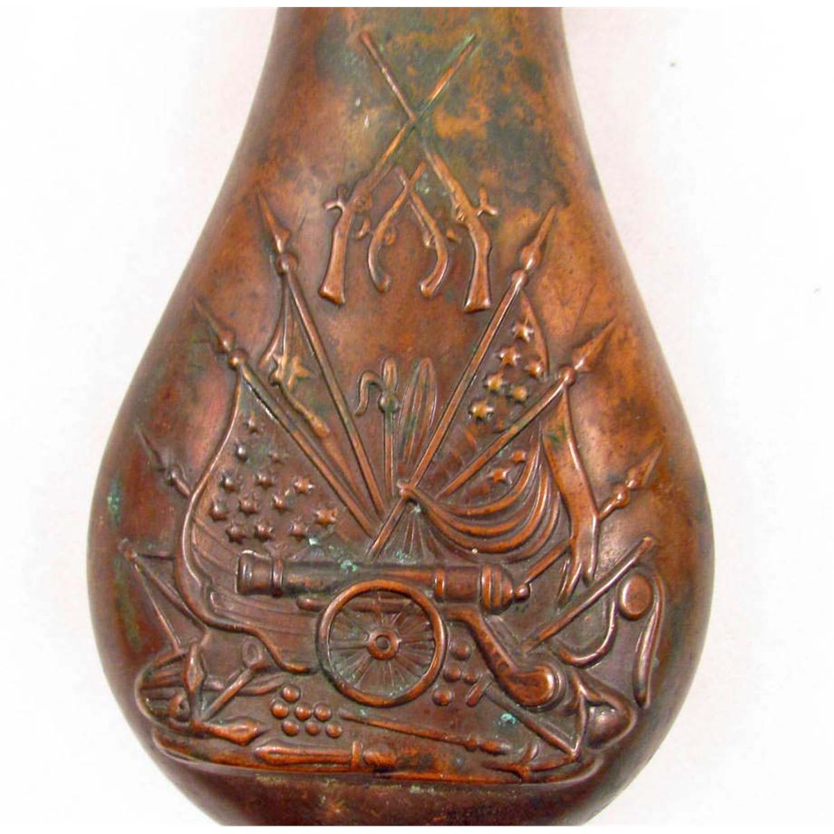 OLD WEST INDIAN WARS ERA PISTOL GUN POWDER FLASK
