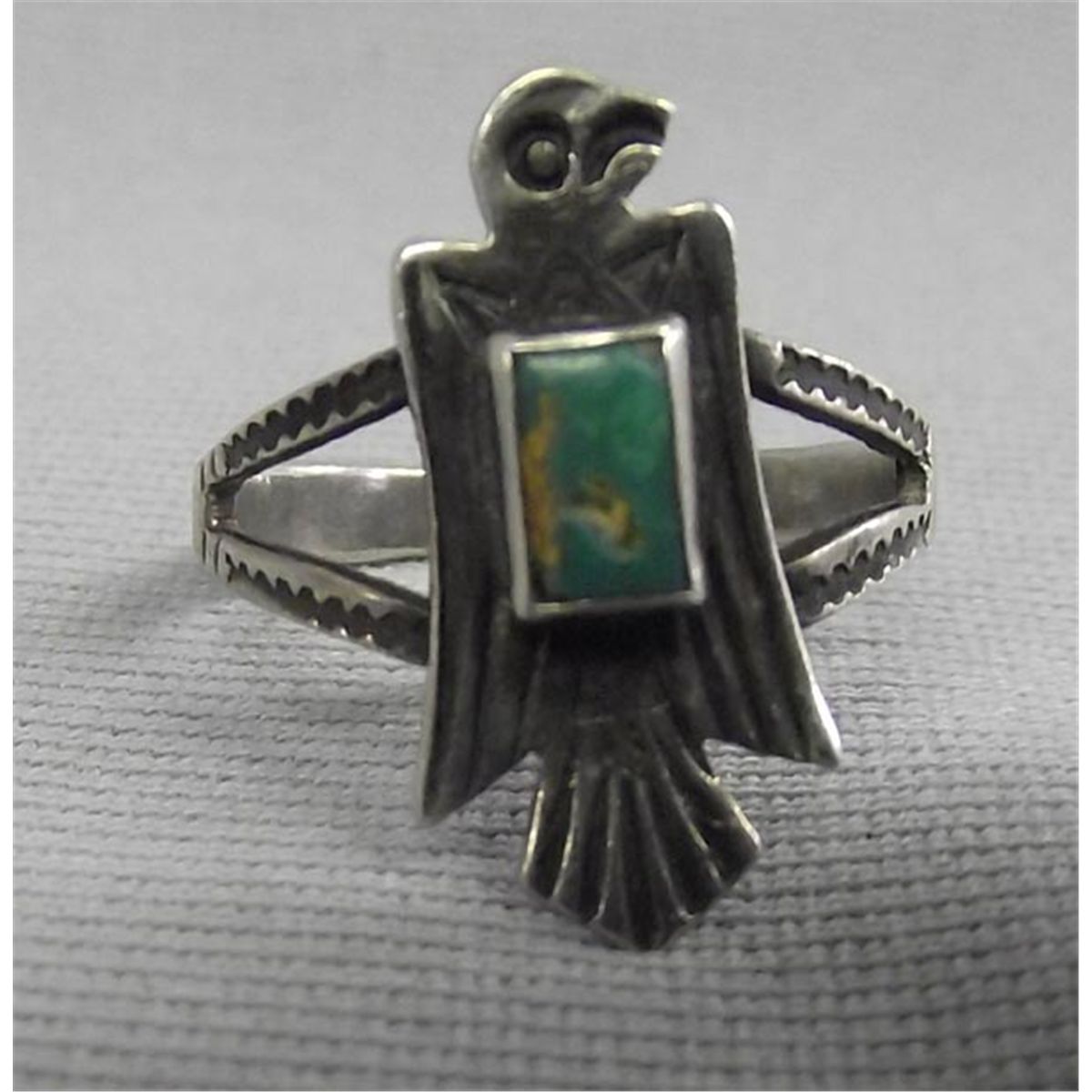 Fred Harvey Sterling Silver Turquoise Bird Ring