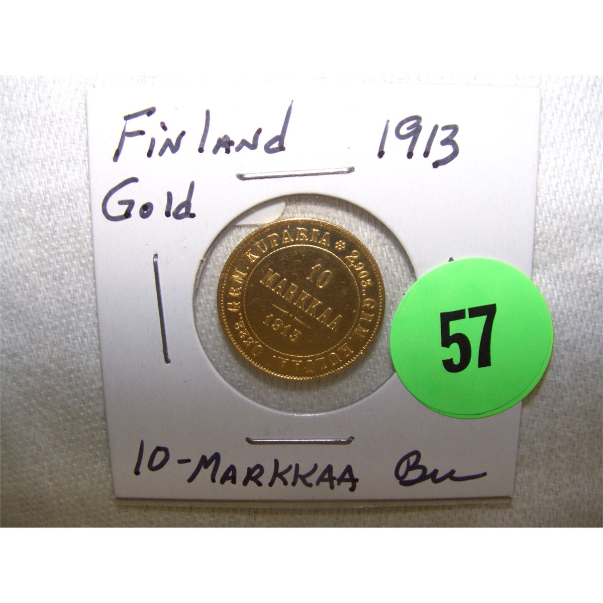 Gold Finland 10 - Markkaa 1913 BU coin