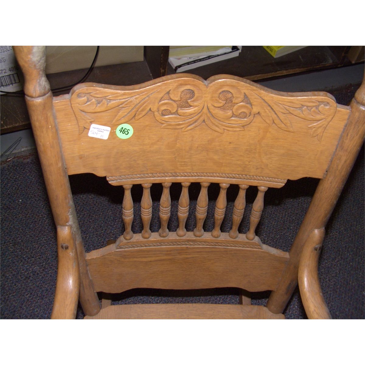 vintage childs oak carved rocking chair SSR