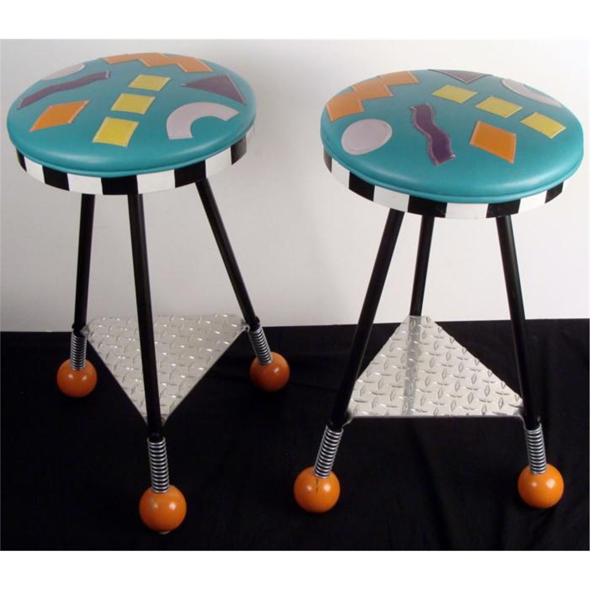 2 Retro Pop Art Bar Stools Mitch Lewis Artist Signed