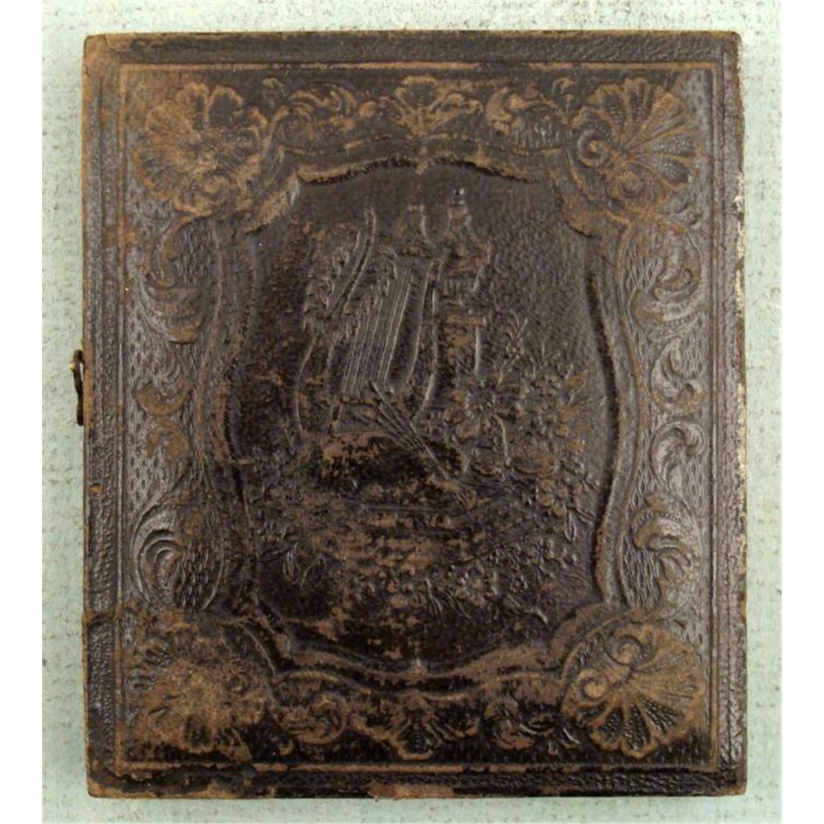 Antique Tintype Photo In Frames -Man on White Horse