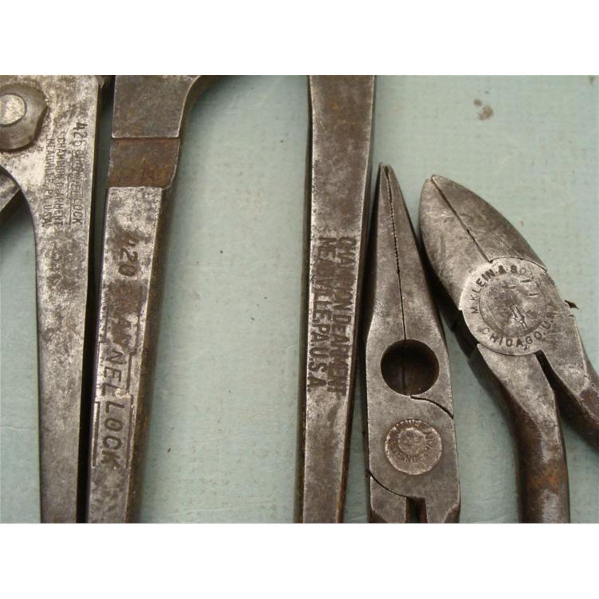 4 Vintage Antique Tools Pliers Claw Clamps Channel Lock