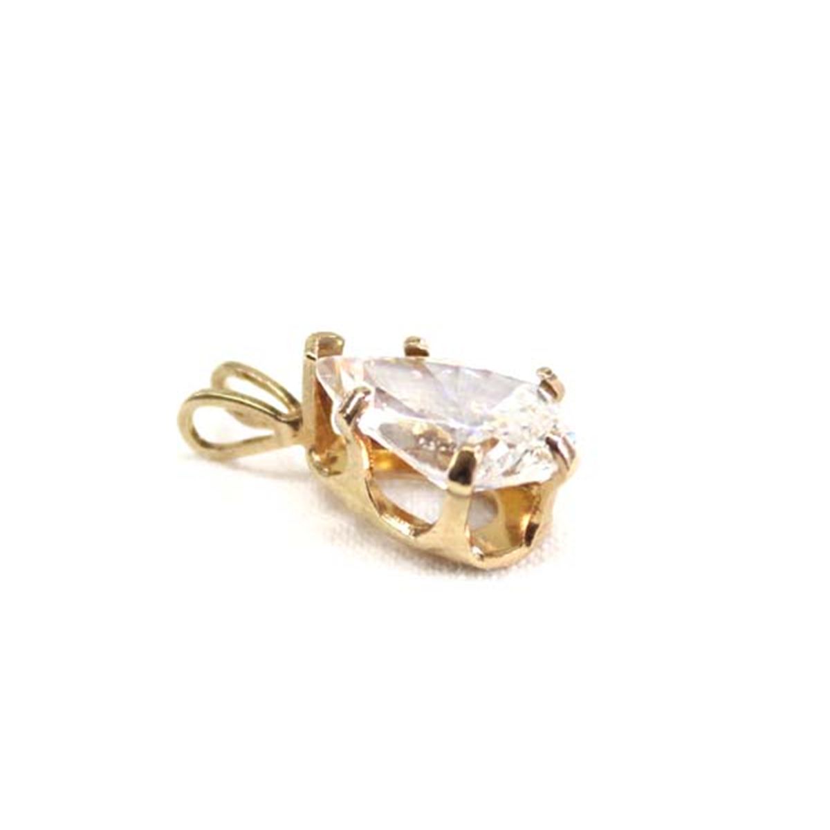 Tear Drop Shaped CZ Pendant Gold Tone Setting