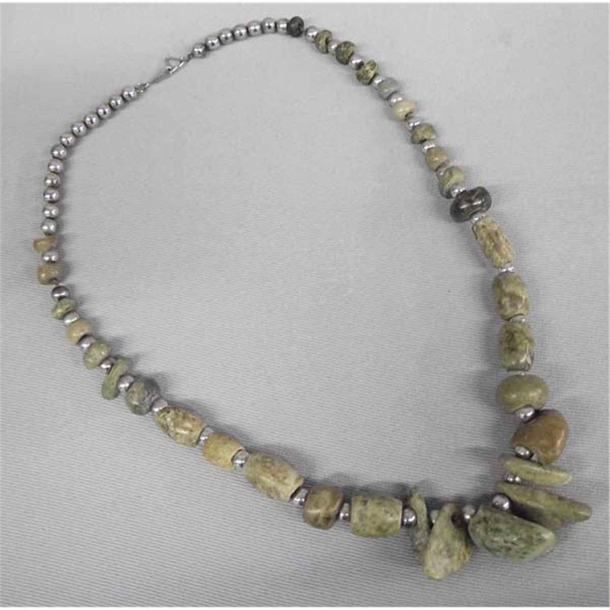 Pre-Columbian Style Stone & Silver Bead Necklace