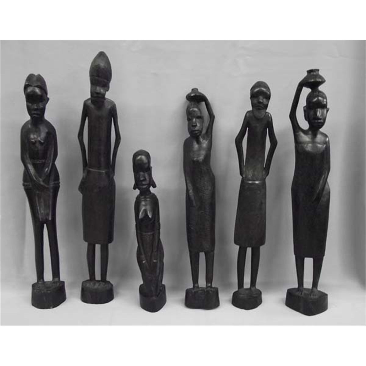 6 African Carved Wood Human Figures