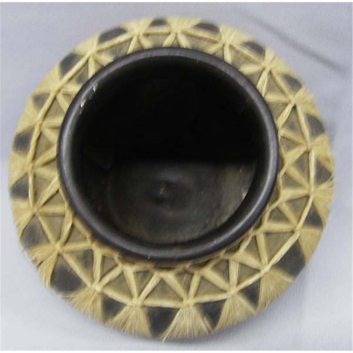 Maori Pot w/Natural Fiber Weaving Overlay