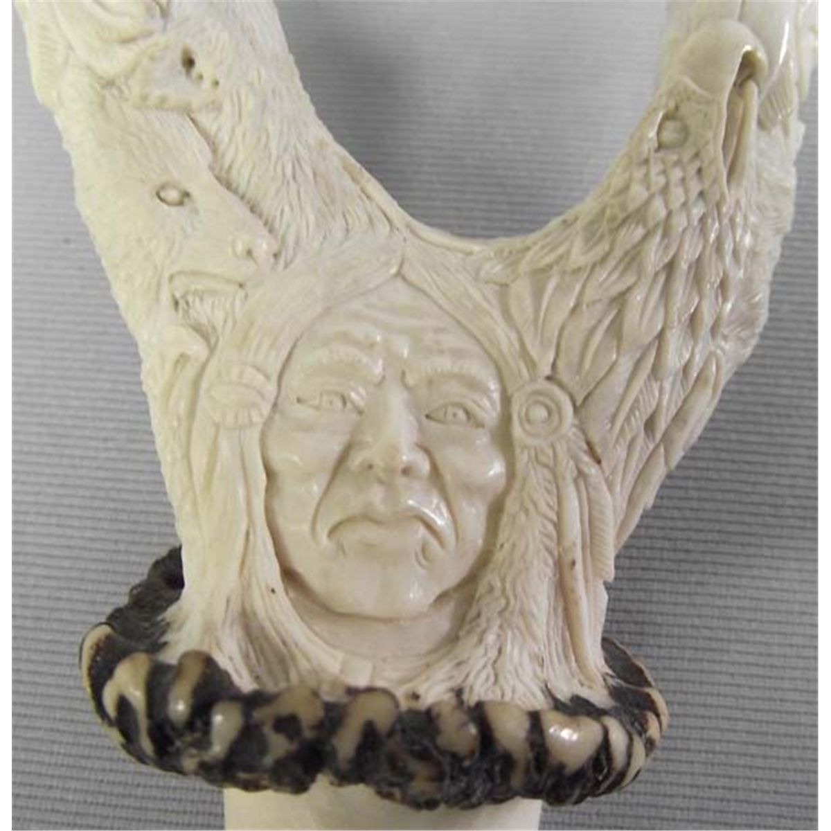 Deer Antler Intricate Carving of Animals & Indian