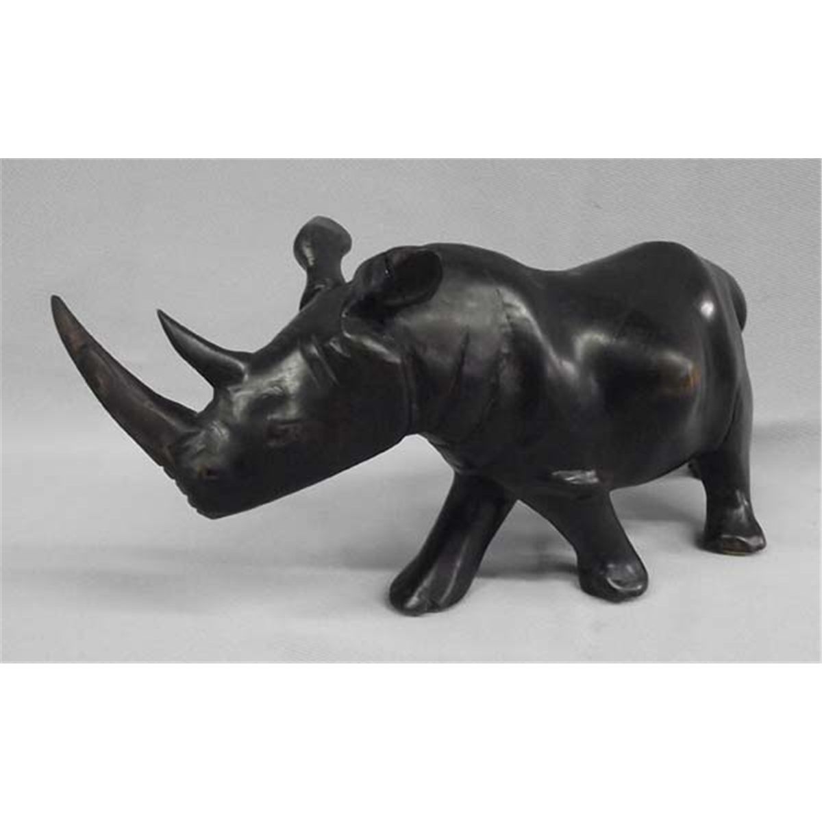African Carved Wood Rhino Statue from Kenya