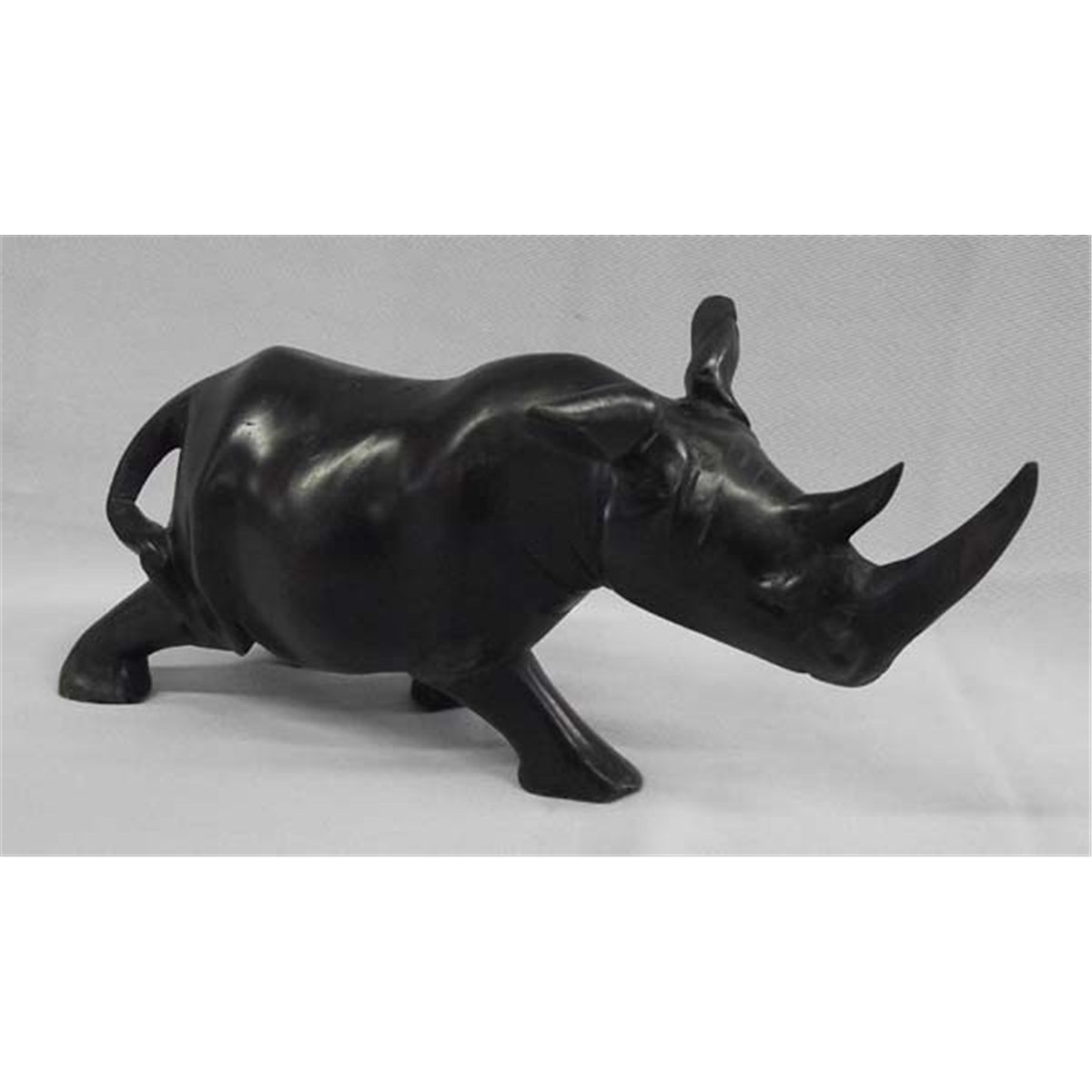 African Carved Wood Rhino Statue from Kenya