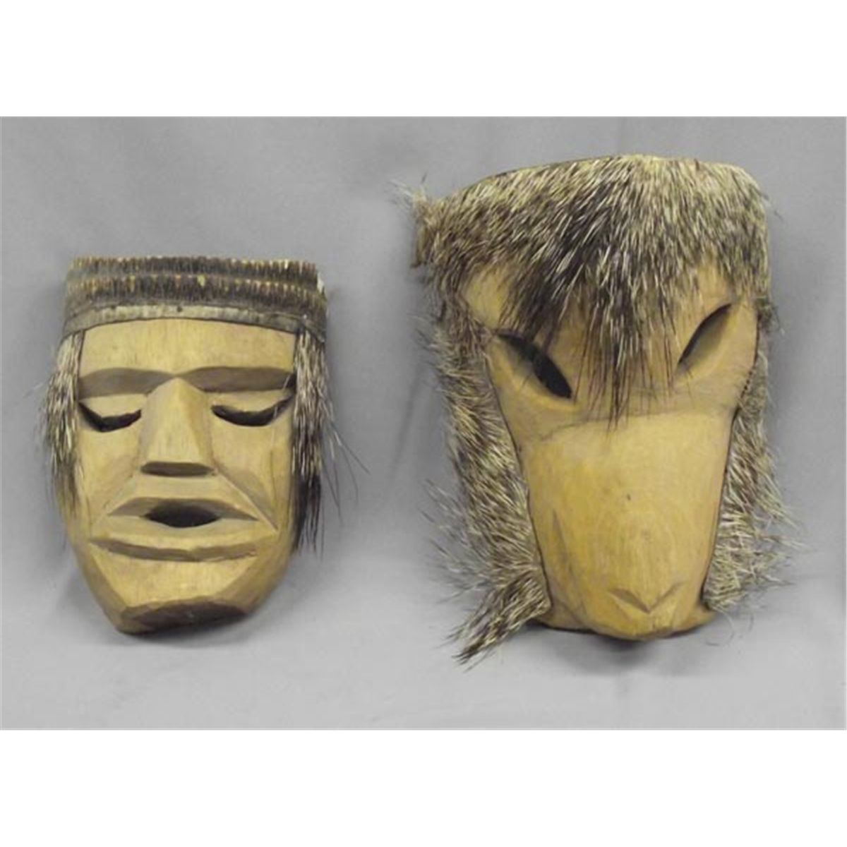 Pr African Tribal Porcupine Quill Masks