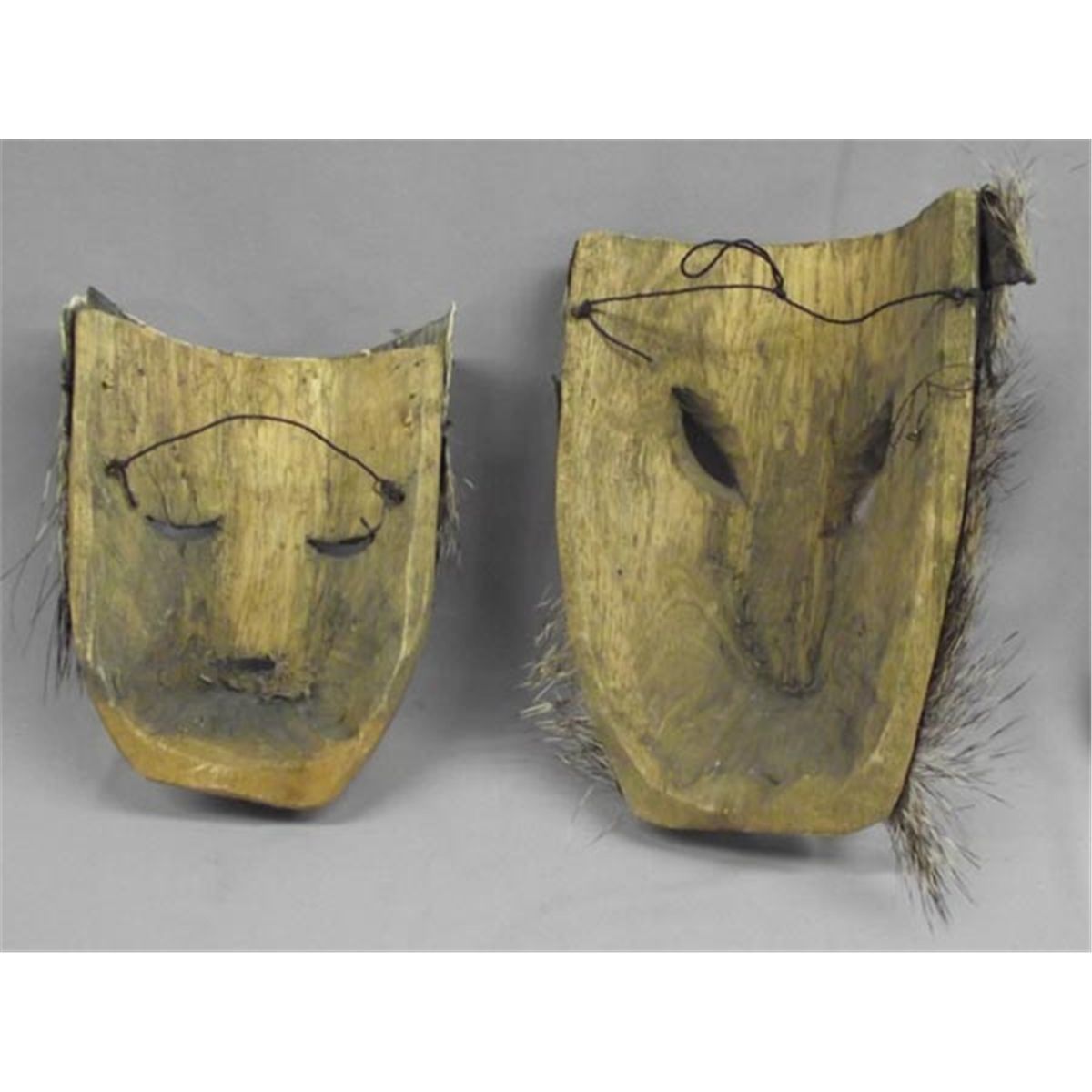 Pr African Tribal Porcupine Quill Masks