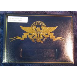 685. 1999 24Kt Gold Plated Five-Piece Set Cent, Nickel, Dime, Connecticut