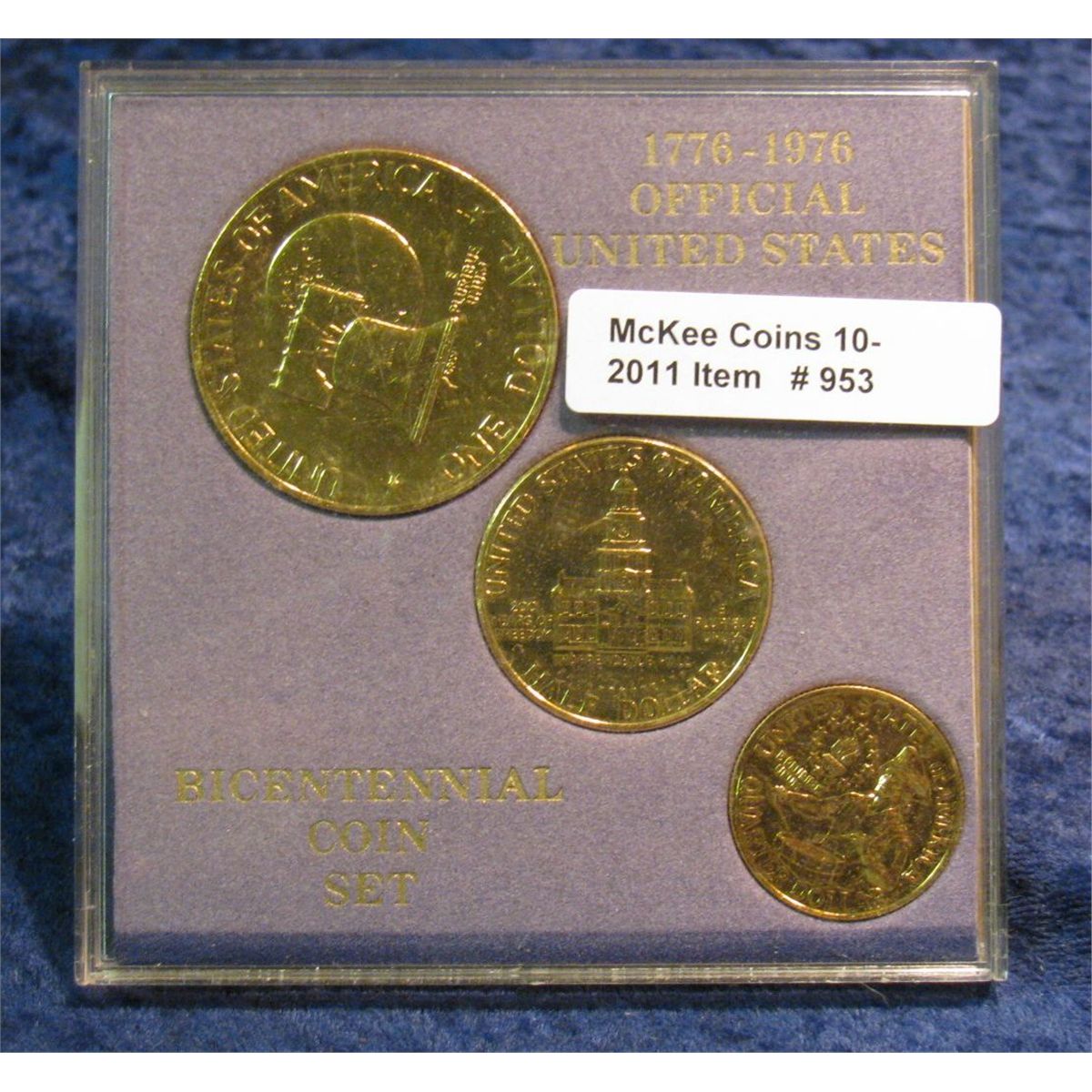 953. 1976 3-Coin Gold Plated Bicentennial Coin Set.