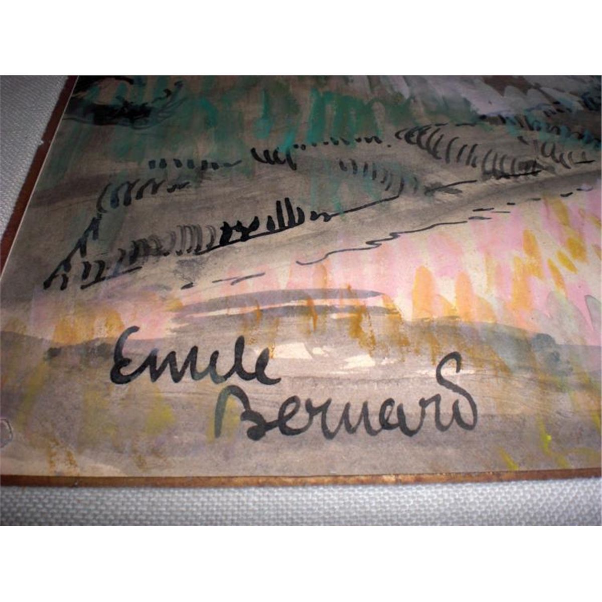 Emile Bernard Original Drawing Landscape Framed