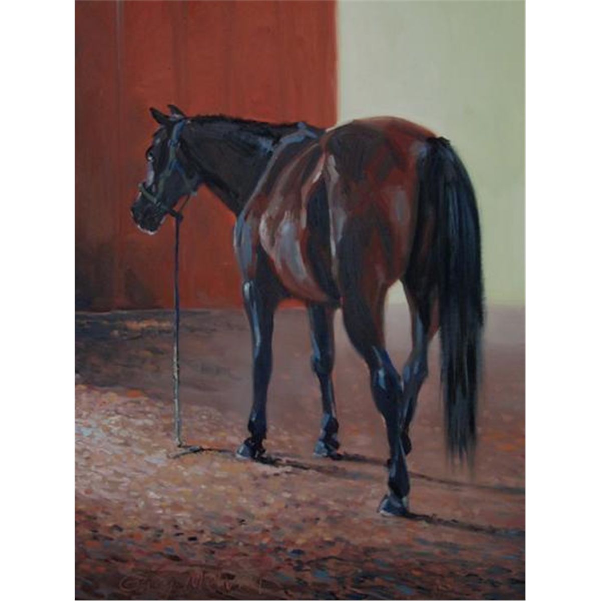 In The Barn By Gary Melvin 24x18 Oil Signed