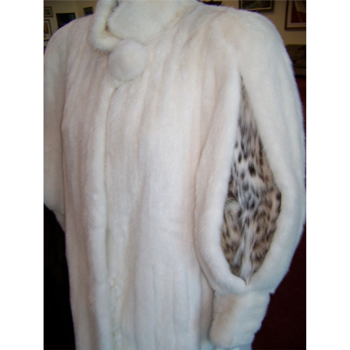 Full Length White Mink Coat.