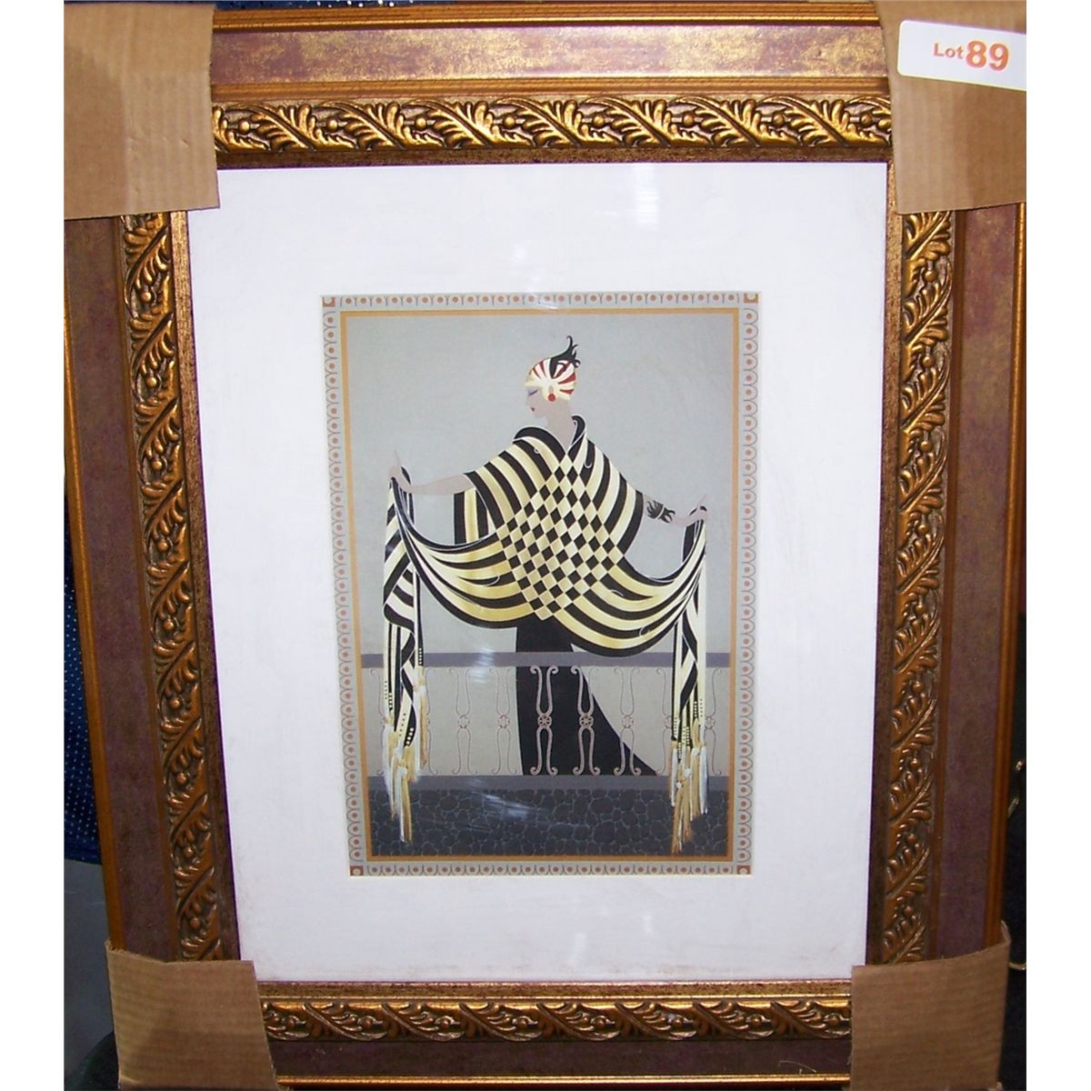 Erte "The Balcony" Custom Framed offset Lithograph w/COA.