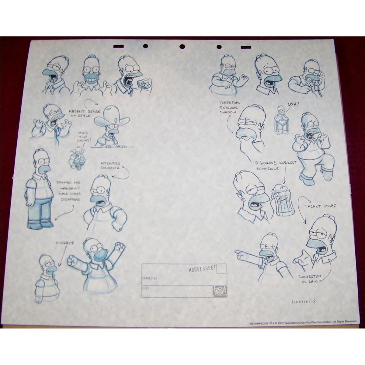 The Simpsons. "Homer" Character Model Sheet.