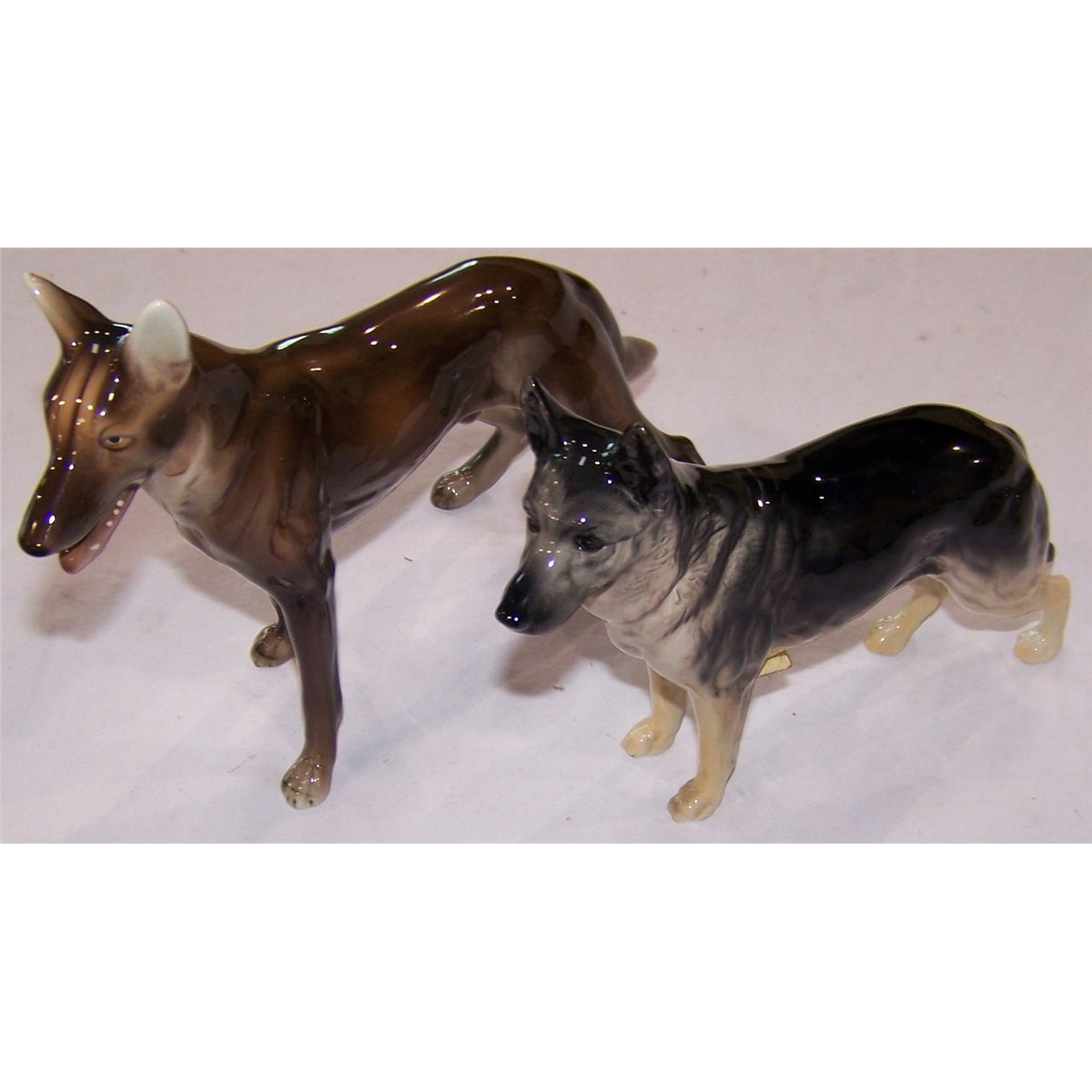 Pair Antique Vintage Porcelain Dog Figurines.