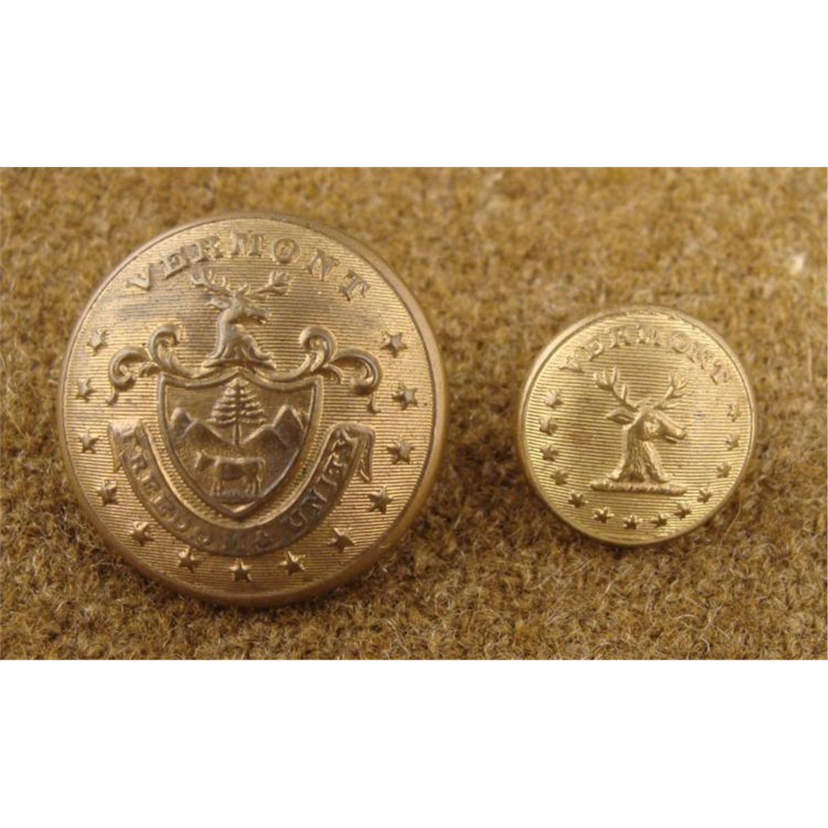 2 Original Vermont Reserves Civil War Antique Buttons
