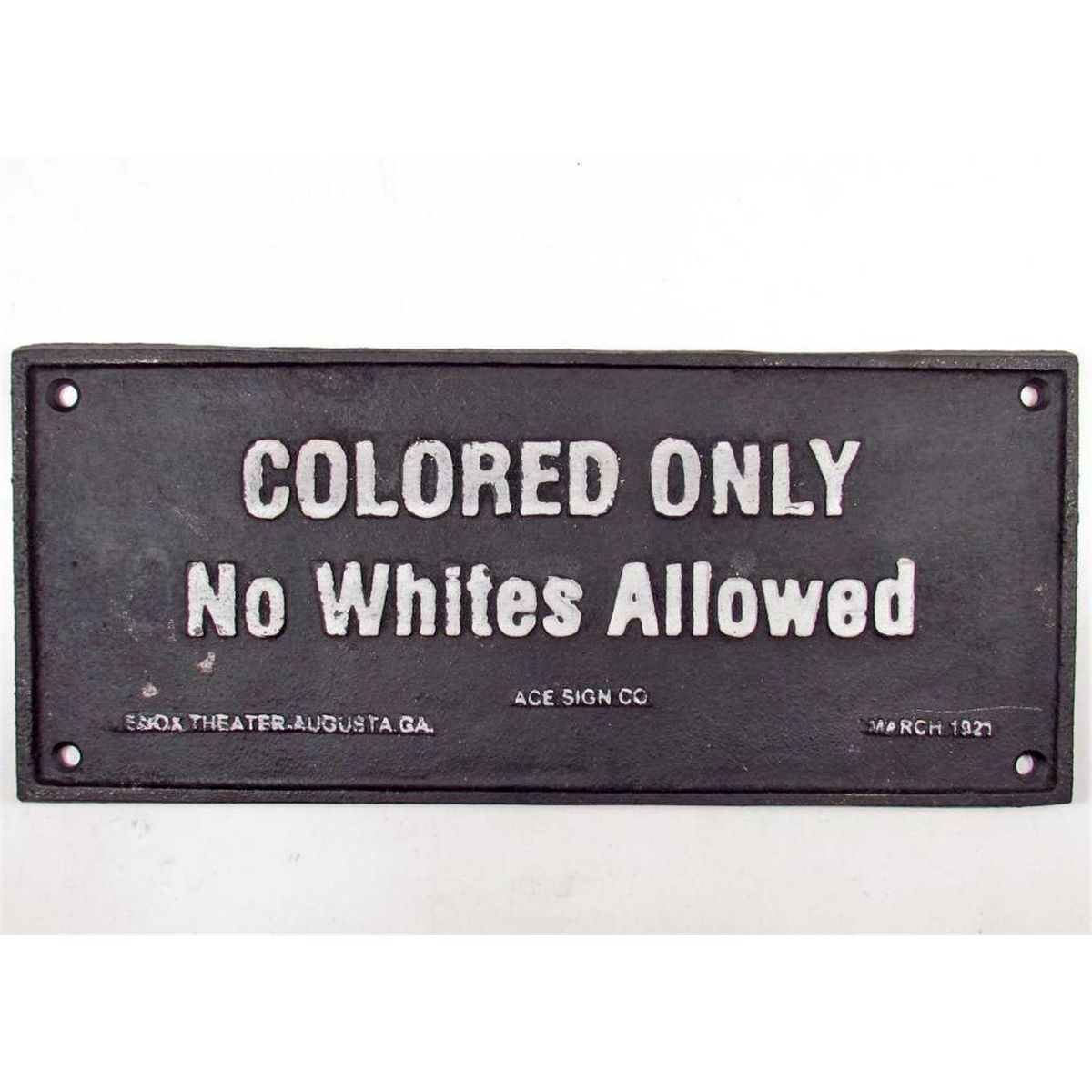 BLACK AMERICANA COLORED ONLY SEGREGATION CAST IRON SIGN