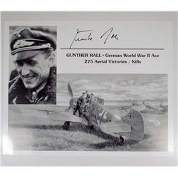 SIGNED 10X8 B&W PHOTO OF GUNTHER RALL - GERMAN NAZI - 3RD HIGHEST ACE ...