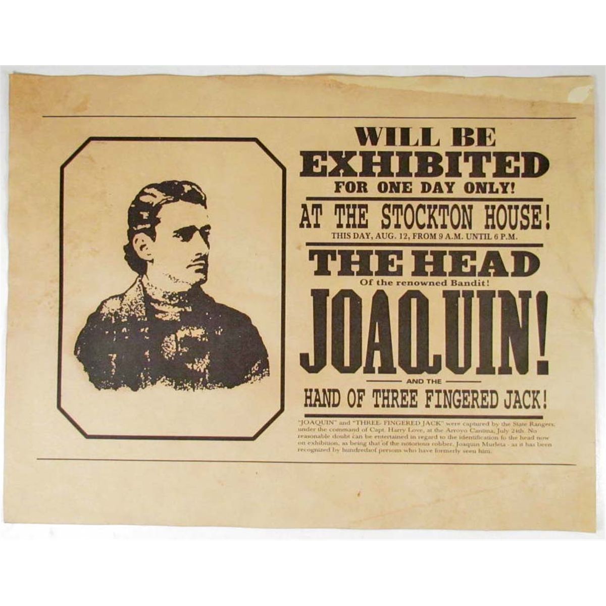 REPRO POSTER - THE EXHIBITION OF THE HEAD OF JOAQUIN & HAND OF 3 FINGER ...