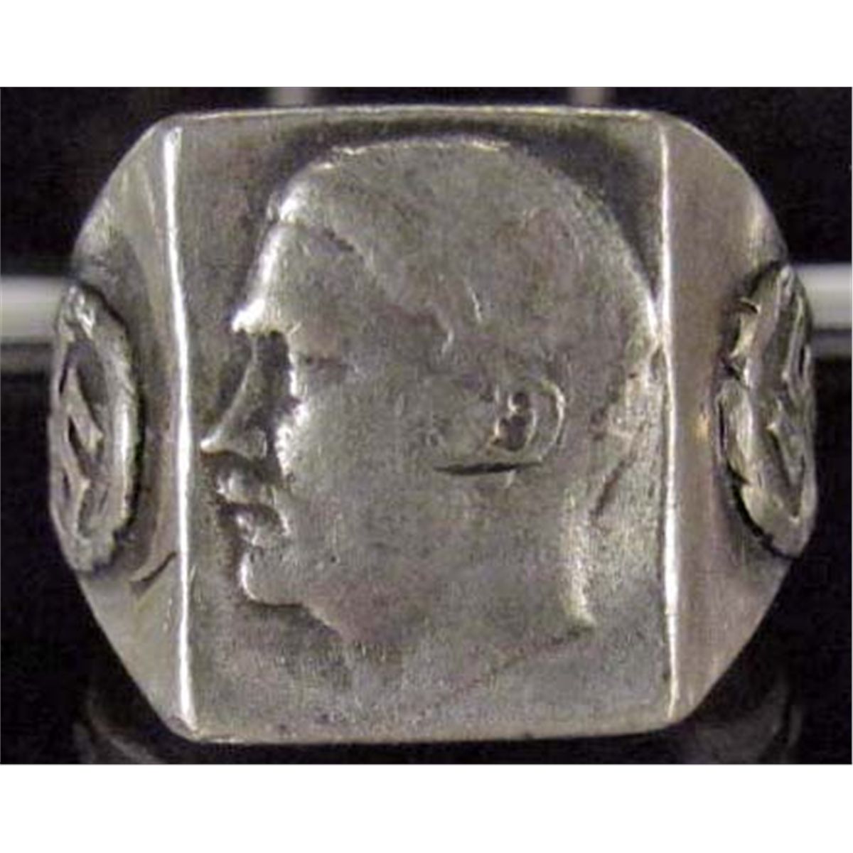 GERMAN NAZI RING W/ HITLER'S IMAGE & STERLING MARKINGS